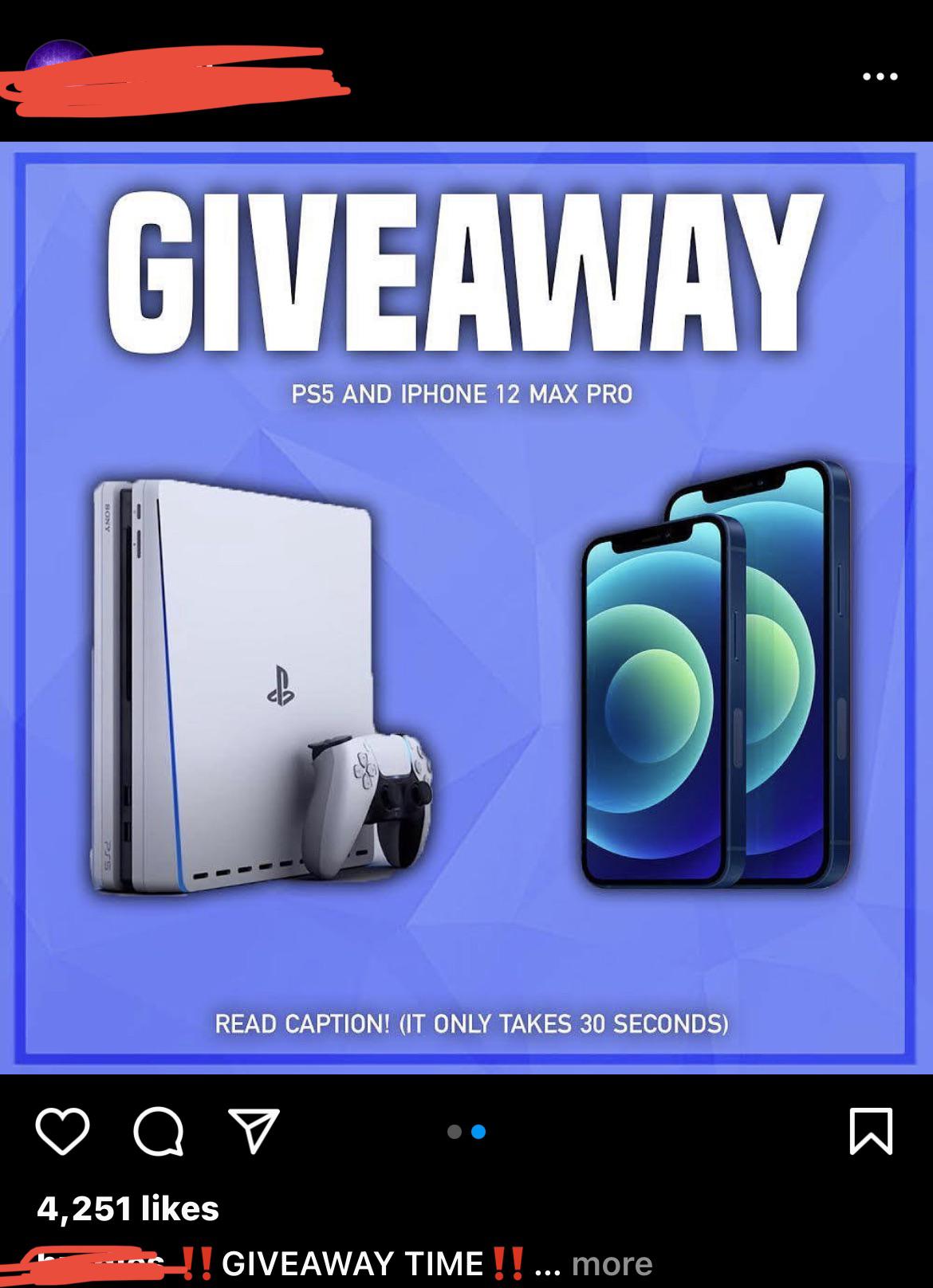 Instagram page advertising a white PS4 pro as a PS5 | Scrolller