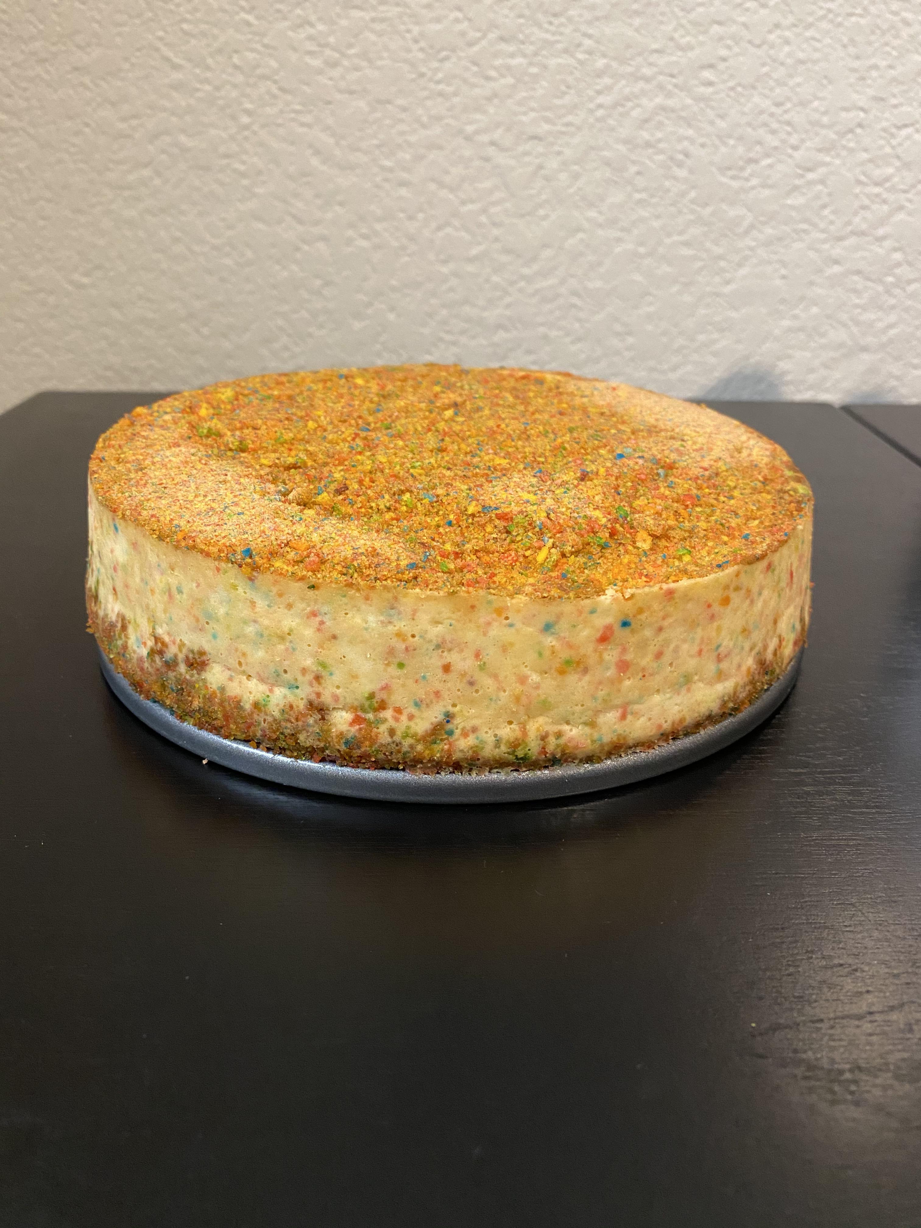 Instant Pot cheesecake #17, but added fruity pebbles and made a fruity pebbles crust. | Scrolller