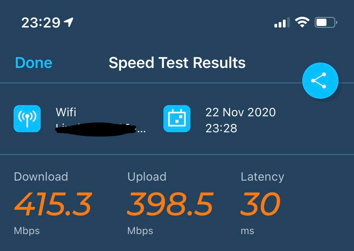 iPhone 12, Wifi (not Wifi 6 router) 5GHz, 1Gbps subscription. | Scrolller