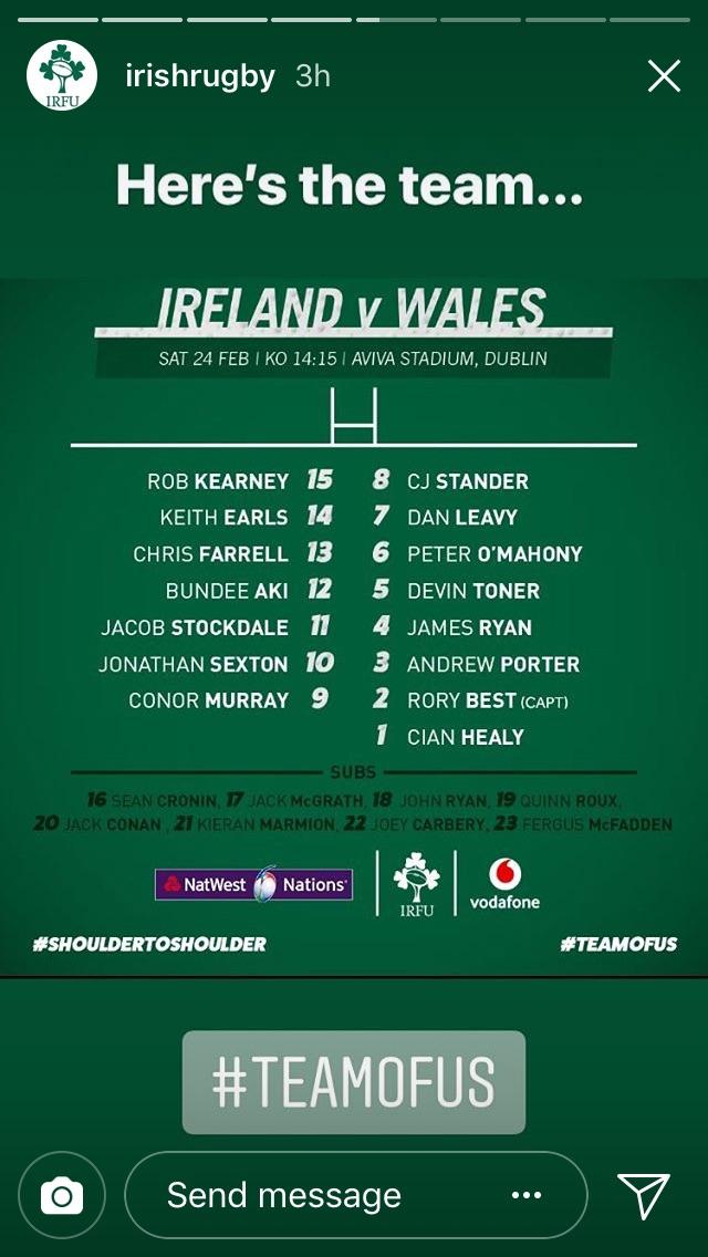Ireland Team to face Wales on Saturday... | Scrolller