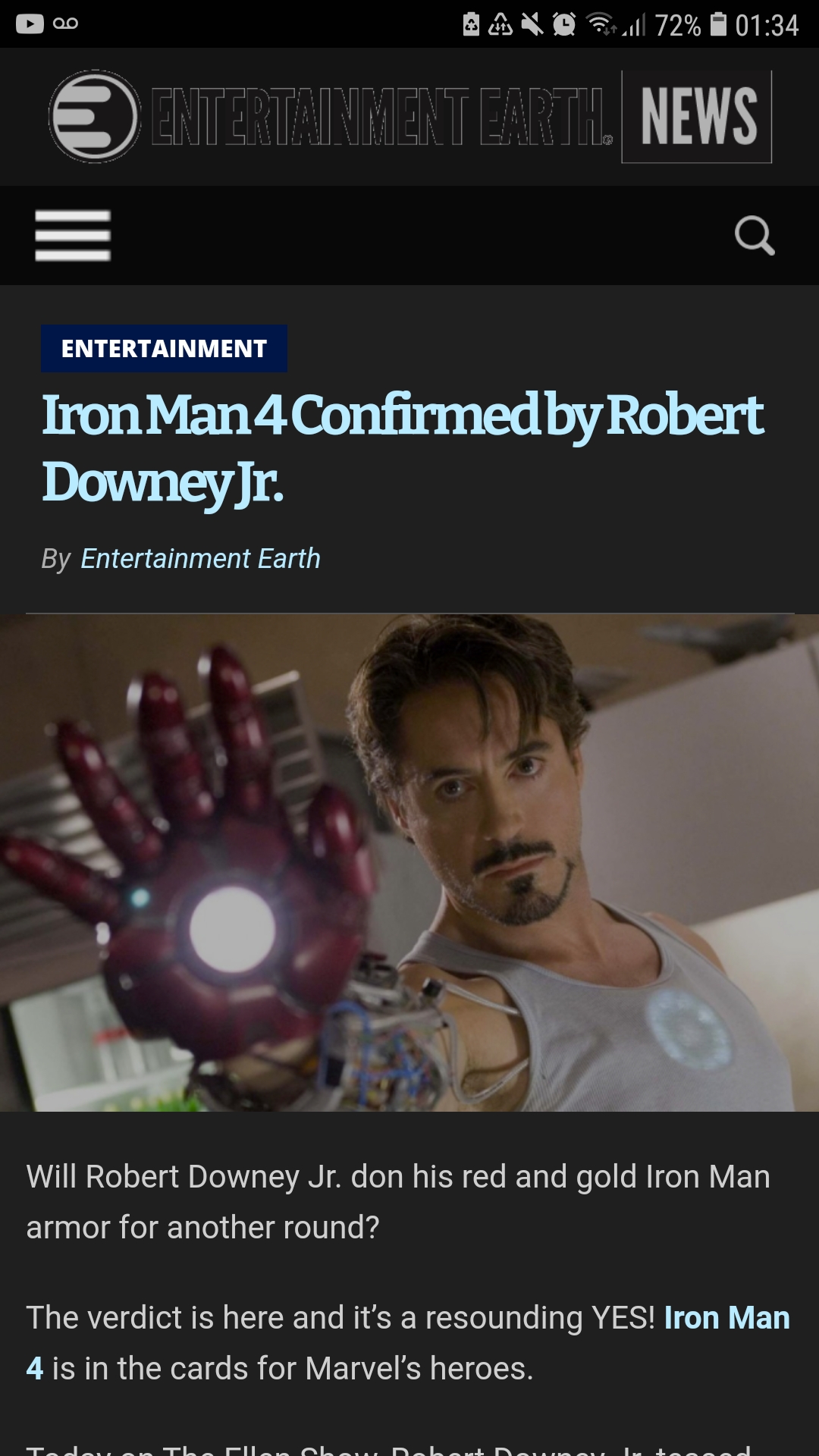 "Iron Man 4 will definitely happen" | Scrolller