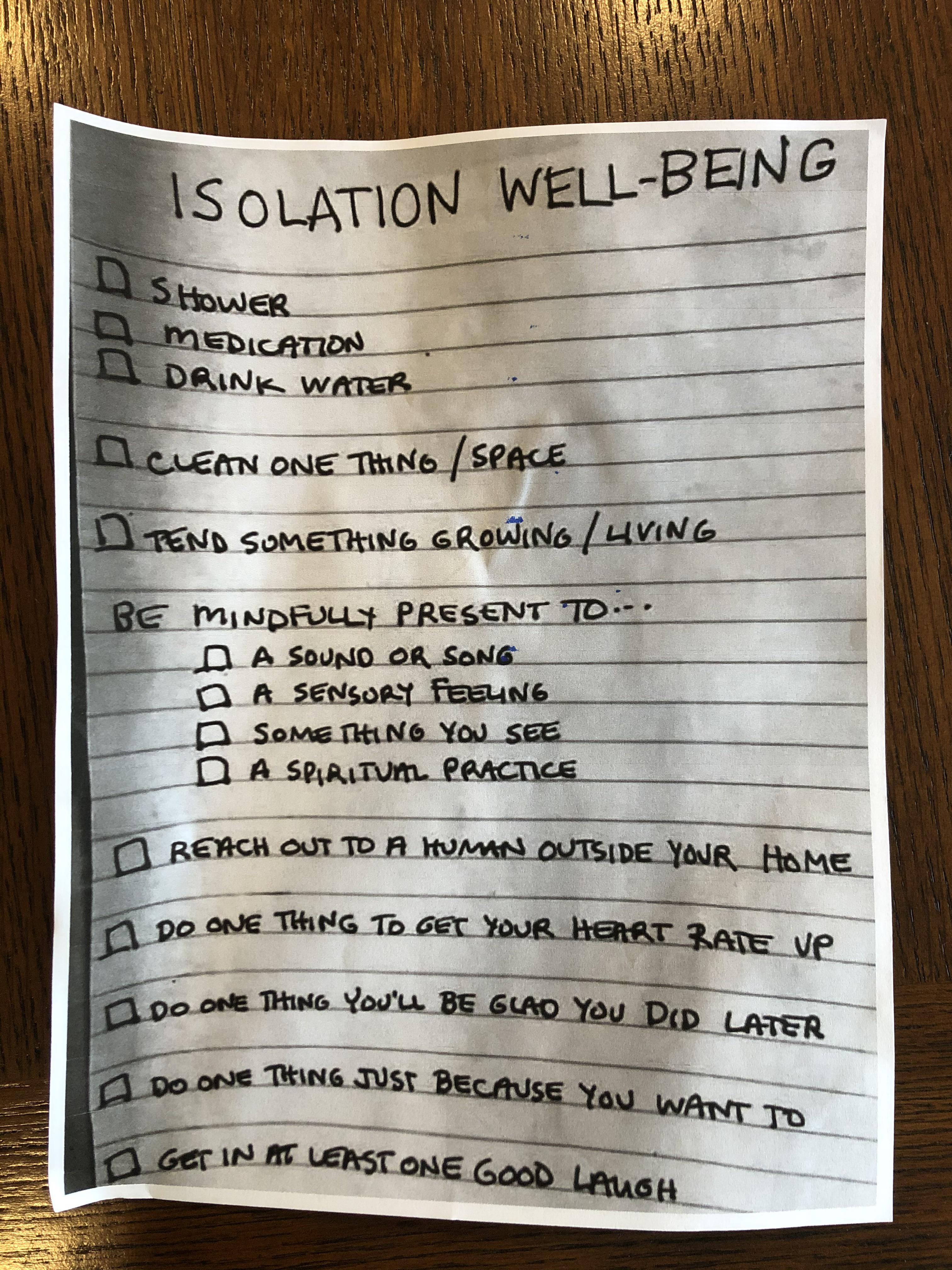 Isolation Well-being checklist 😁 | Scrolller