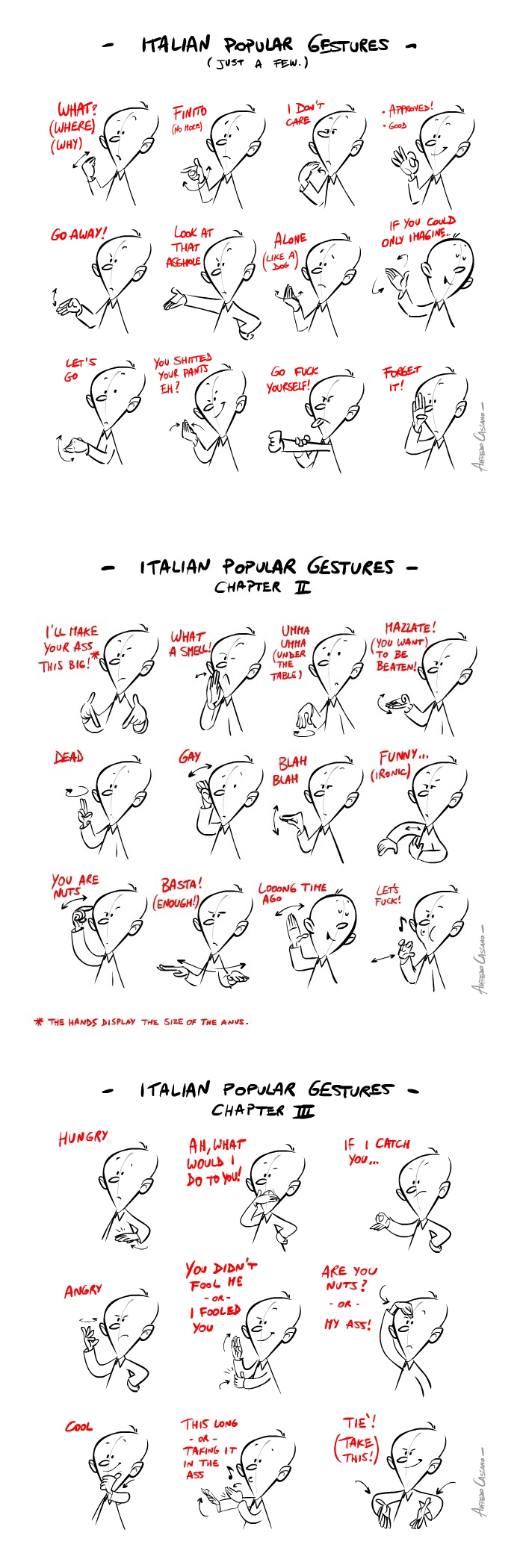 Italian Hand Gestures (by Italian artist Alfredo Cassano) | Scrolller
