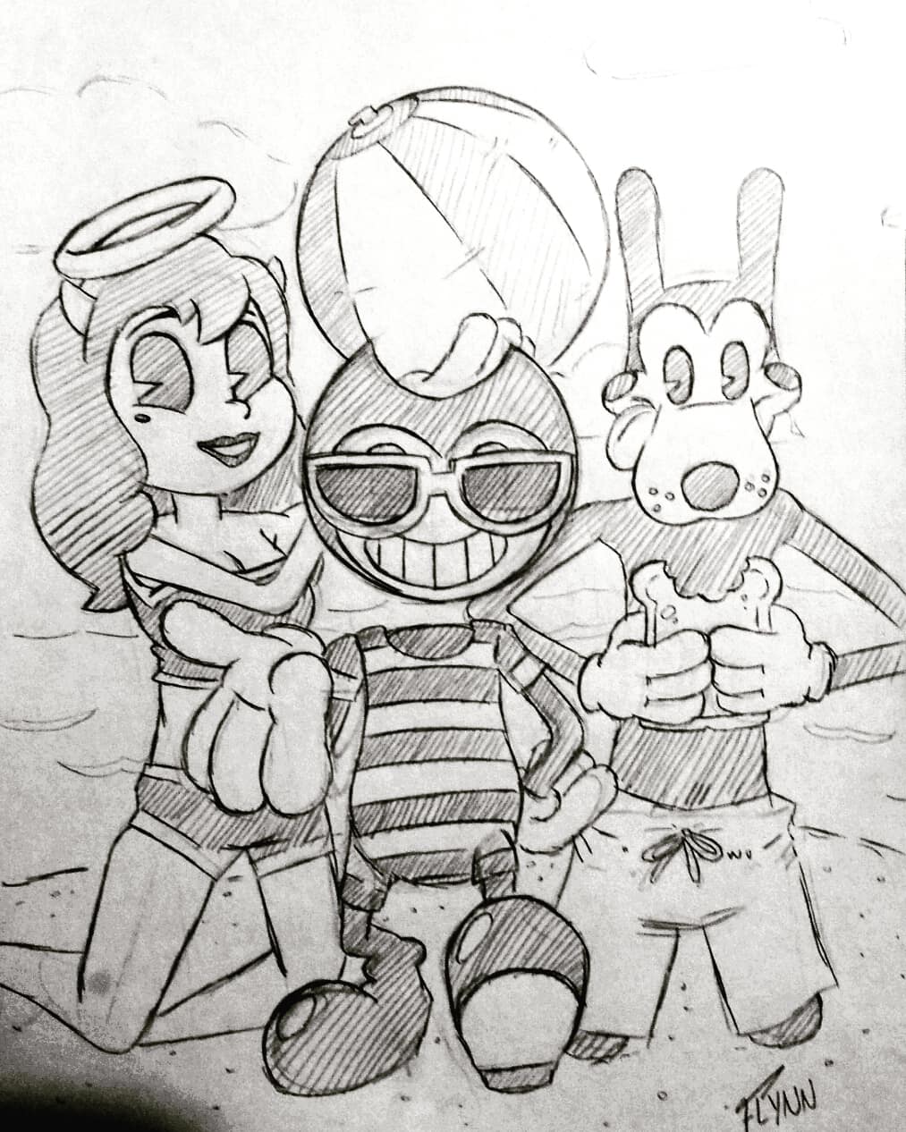 It's Summer Time! (Bendy, Boris, and Alice Artwork made by Me.) | Scrolller