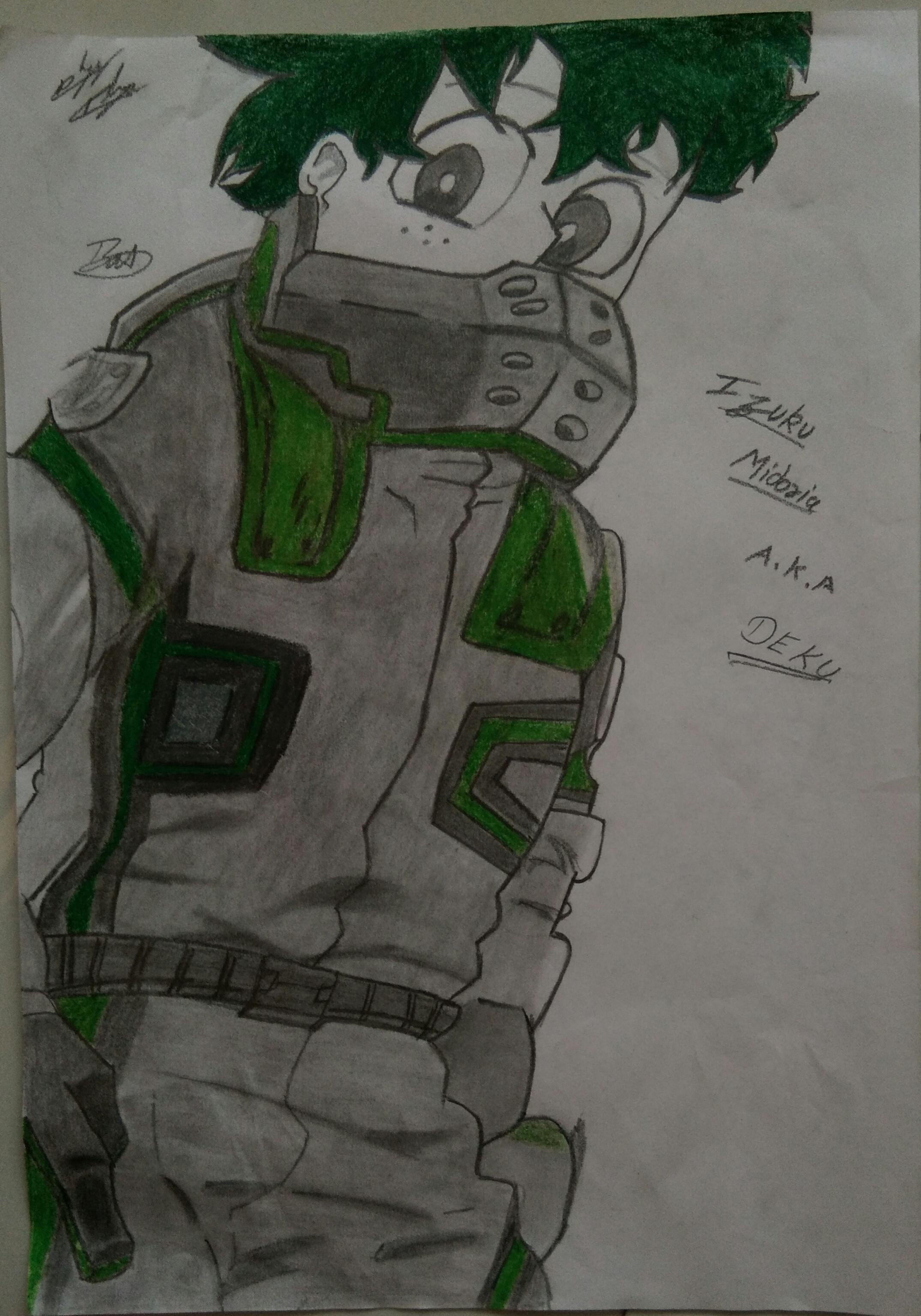 IZUKU MIDORIA AKA DEKU, this is my first time using pencil colours and i regret doing it for ...