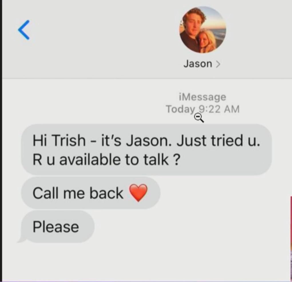 Jason’s text message to Trisha | Scrolller