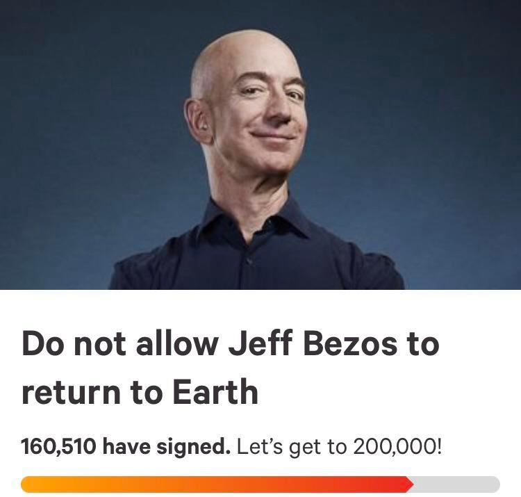 Jeff Bezos going into orbit soon, don’t forget to sign | Scrolller