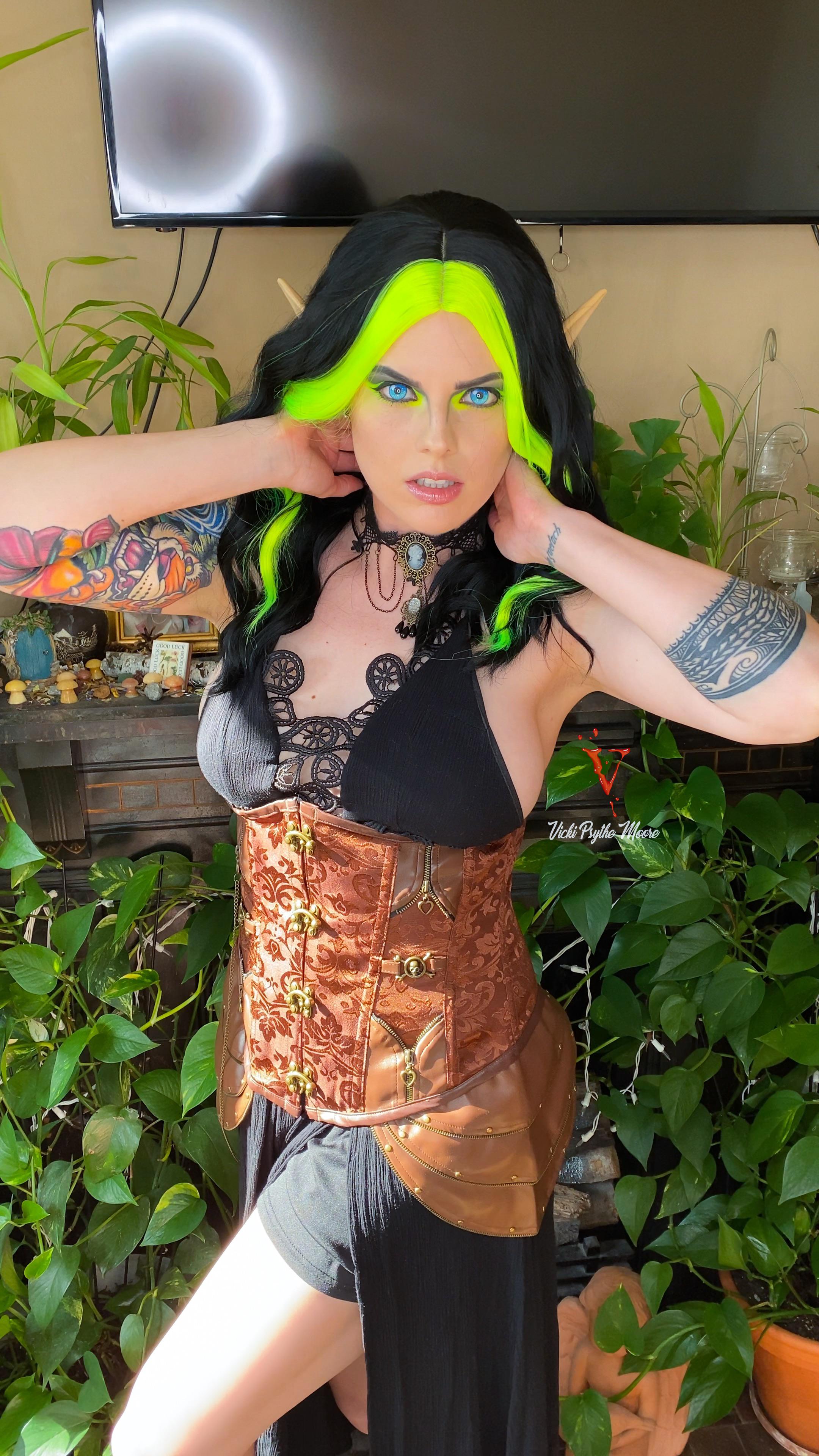 Just a dark neon vampire elf doing dark neon vampire elf things. | Scrolller