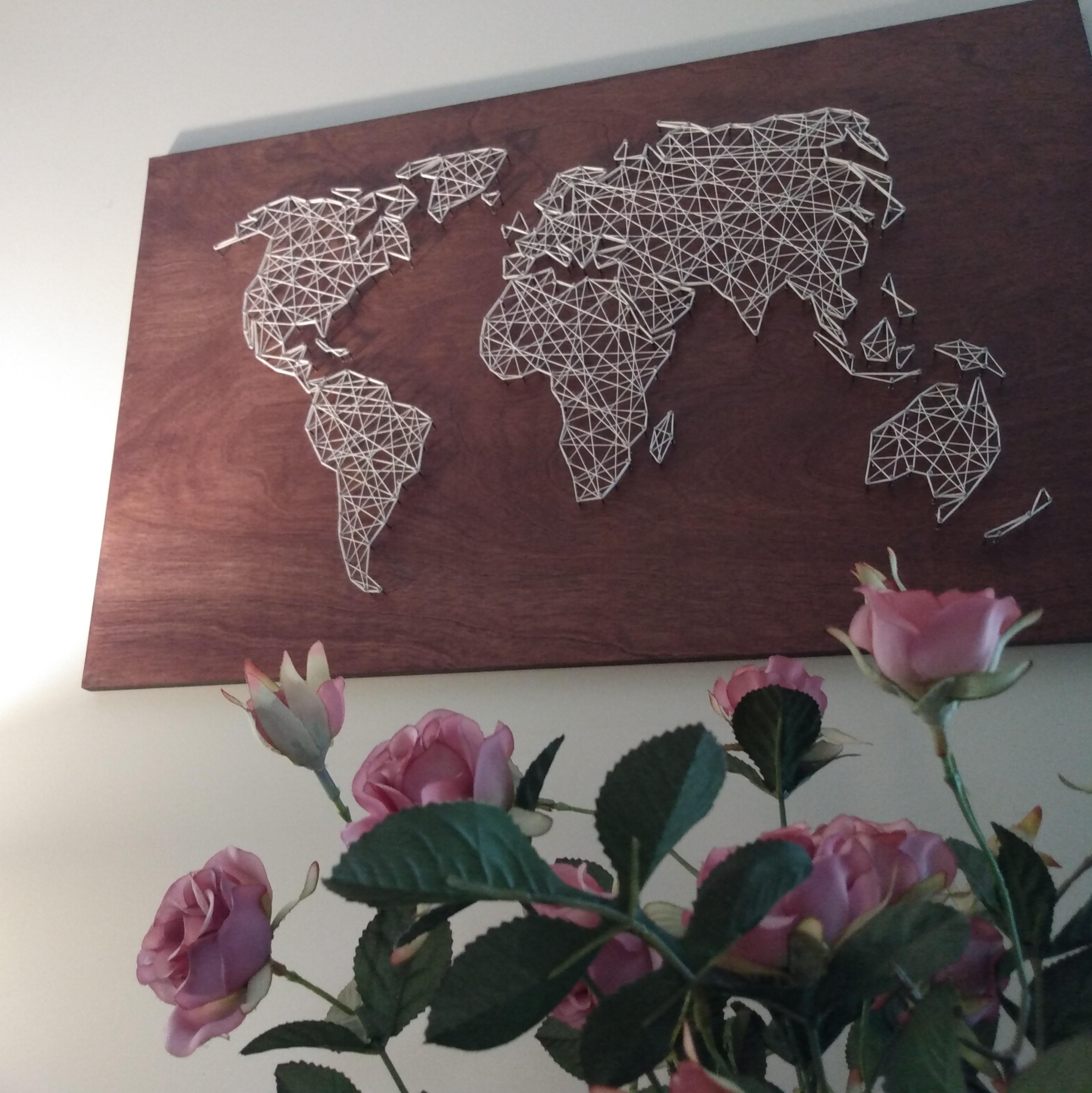 Just finished a string art map of the world. I'm super pleased with the ...