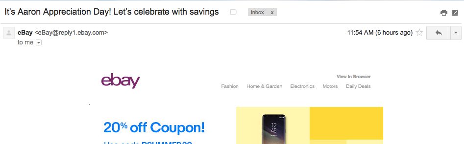 Just got an email from eBay... Looks like today's our day, Aarons! | Scrolller