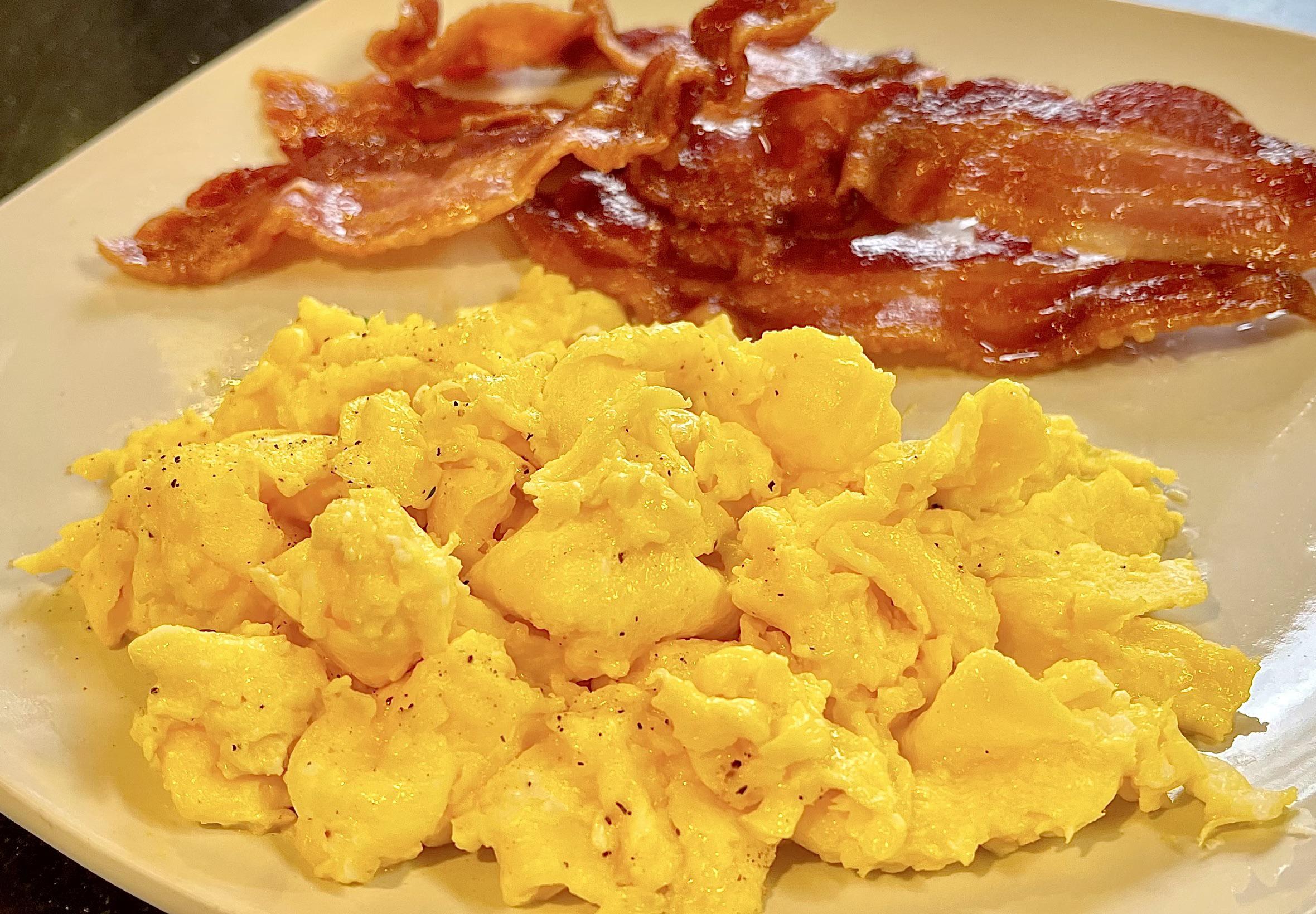 Just scrambled eggs and bacon. | Scrolller