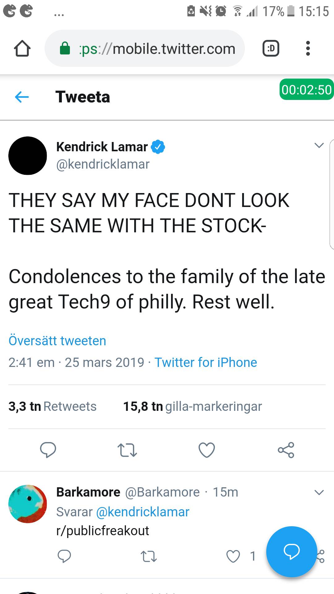 Kendrick Lamar honors Tech 9 | Scrolller