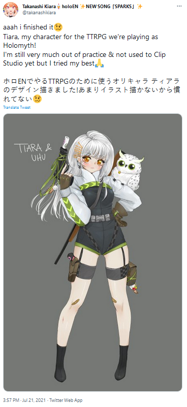 Kiara had just released her art of Tiara, her TTRPG character. | Scrolller