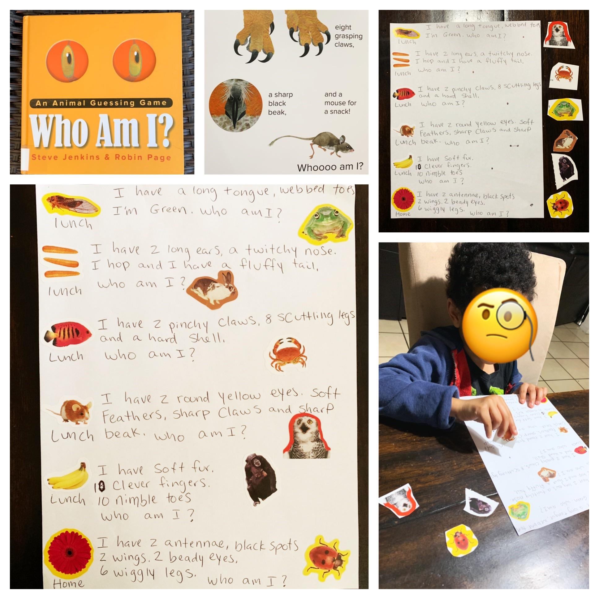 Kindergarten-read the book who am I? He was given a few hints from the ...