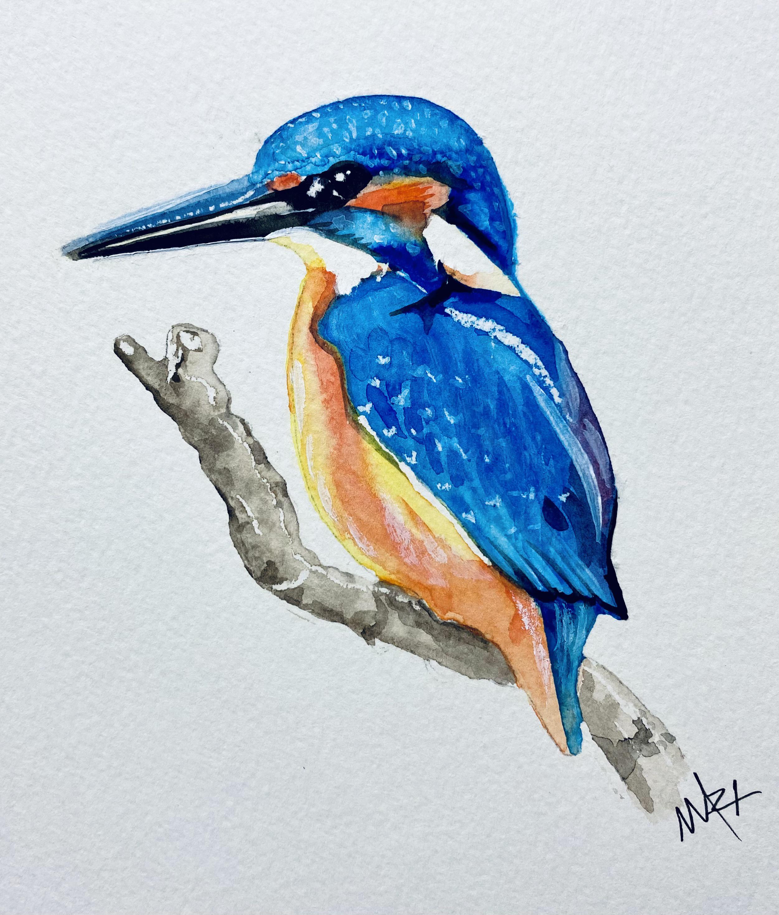 Kingfisher, me, watercolor, 2021 | Scrolller