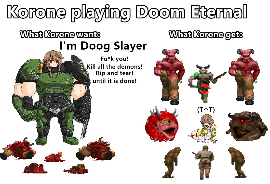 Korone Playing Doom Eternal Scrolller