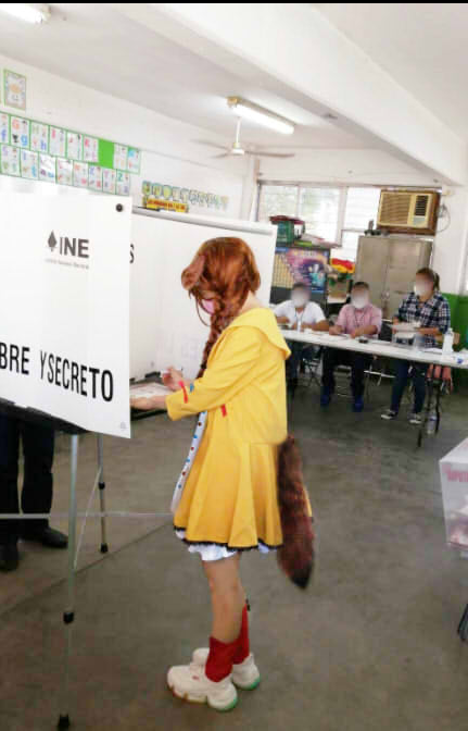 Korone says go vote; spotted in our voting booth | Scrolller