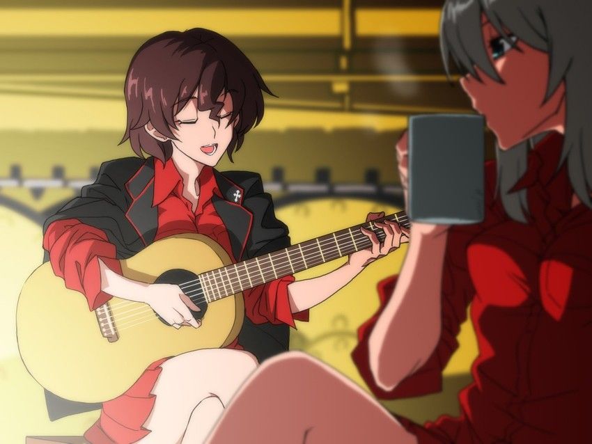 Koume playing a guitar with Erika | Scrolller