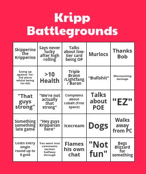 Kripparian Battlegrounds Bingo Sheet | Scrolller