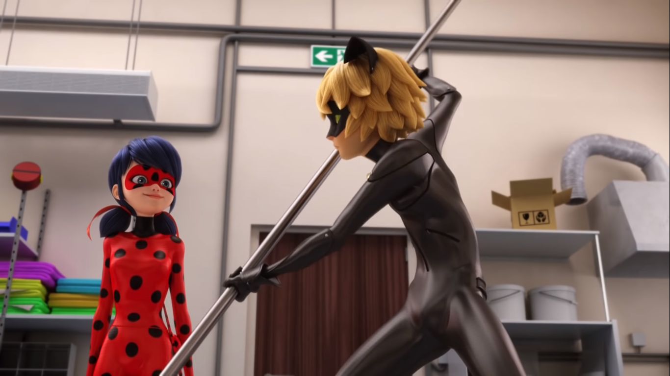 Ladybug saying "Thanks, kitty!" to Chat Noir for saving her (The Puppeteer 2) | Scrolller