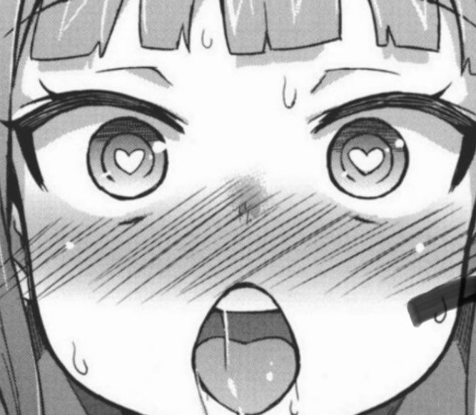 LF Mono Source: 1girl, hime cut, ahegao, blush, open mouth, heart-shaped pupils, sidelocks ...