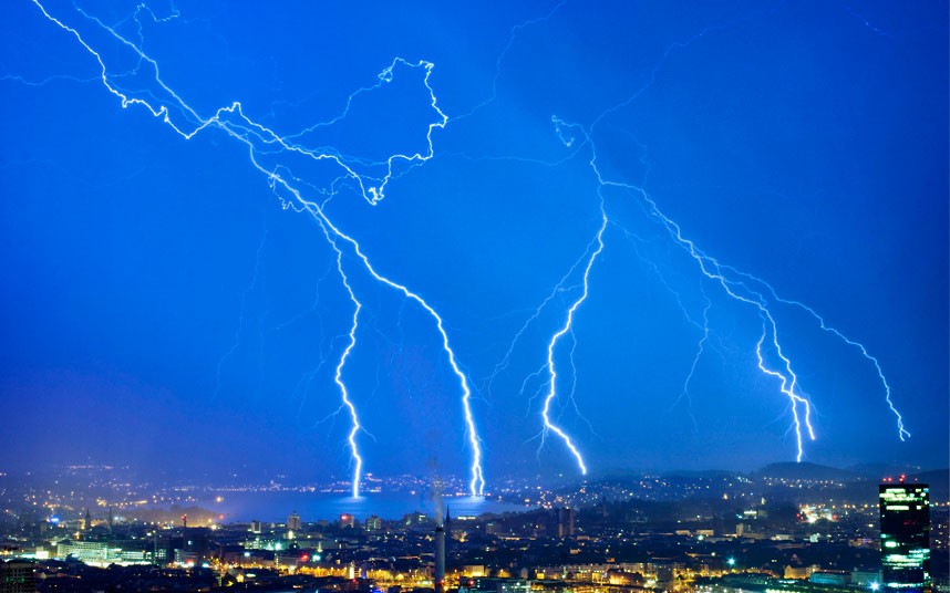 Lightning Over Zurich, Switzerland, Super Long Exposure Shot, [858x536] | Scrolller