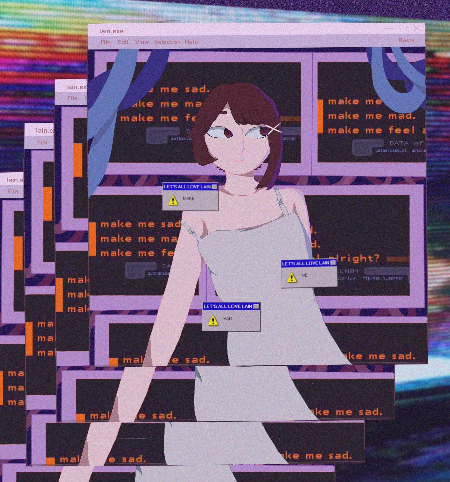 little drawing of lain I did that I'm pretty proud of!! | Scrolller