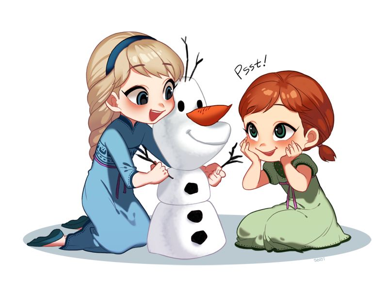 Little Elsa, Little Anna, and Olaf [Re-uploaded with imgur] | Scrolller