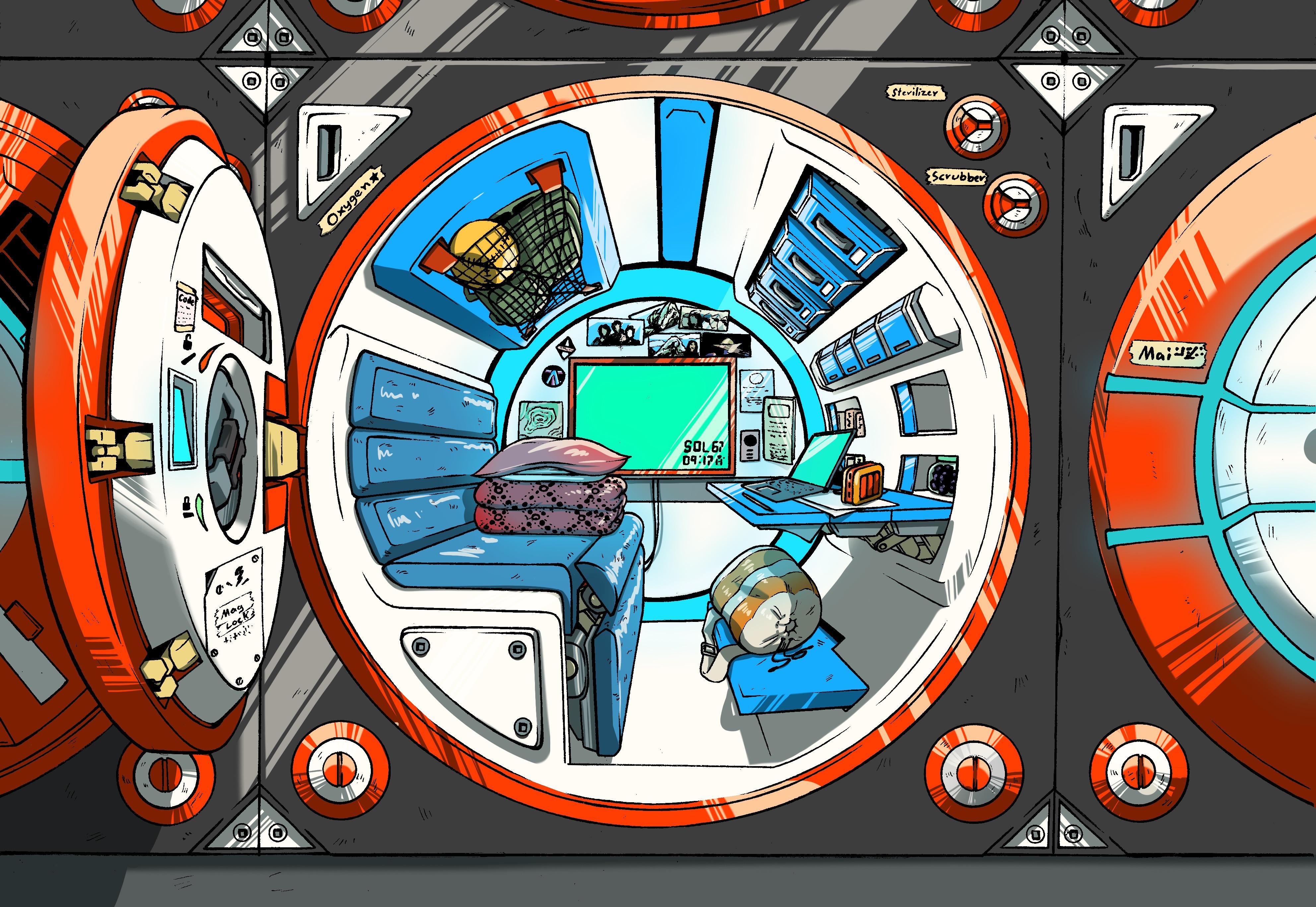 Living Pod Interior that also functions as an escape pod, from the Alpaca Ship I already posted ...