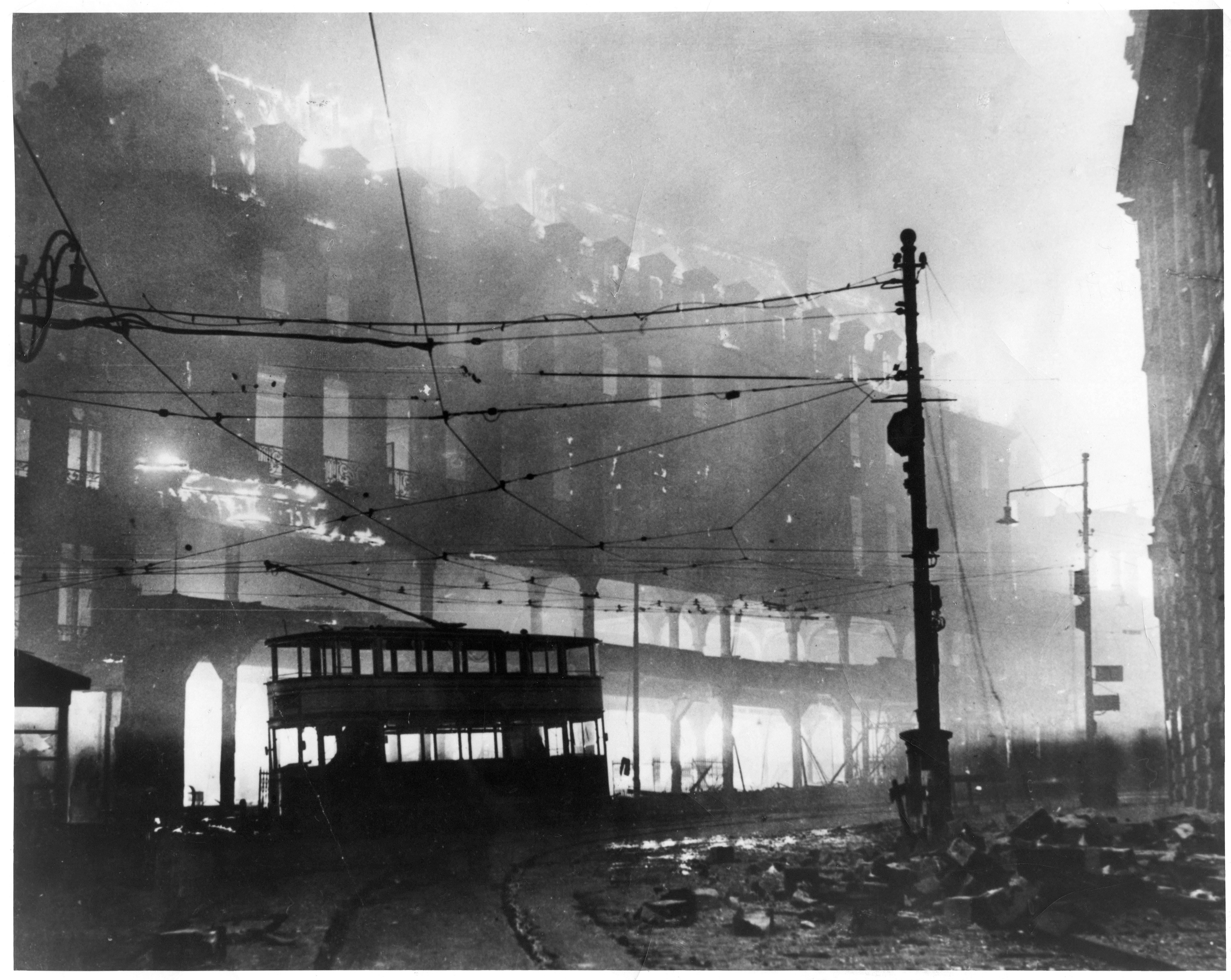 London ablaze following German air raid. 1940. | Scrolller