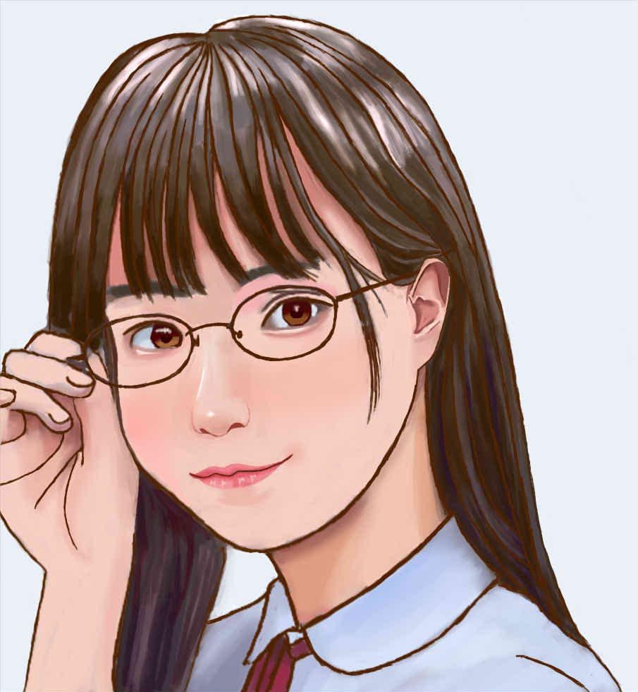 Long haired hime cut girl adjusting her oval-framed glasses [original] | Scrolller