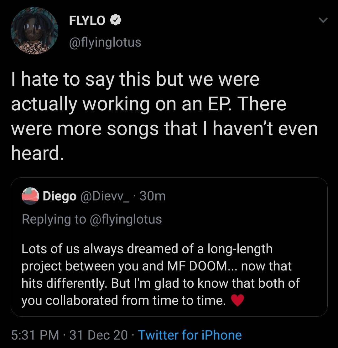 Lotus revealed that he and MF DOOM were working on a whole collab EP and Lunch Break was just ...