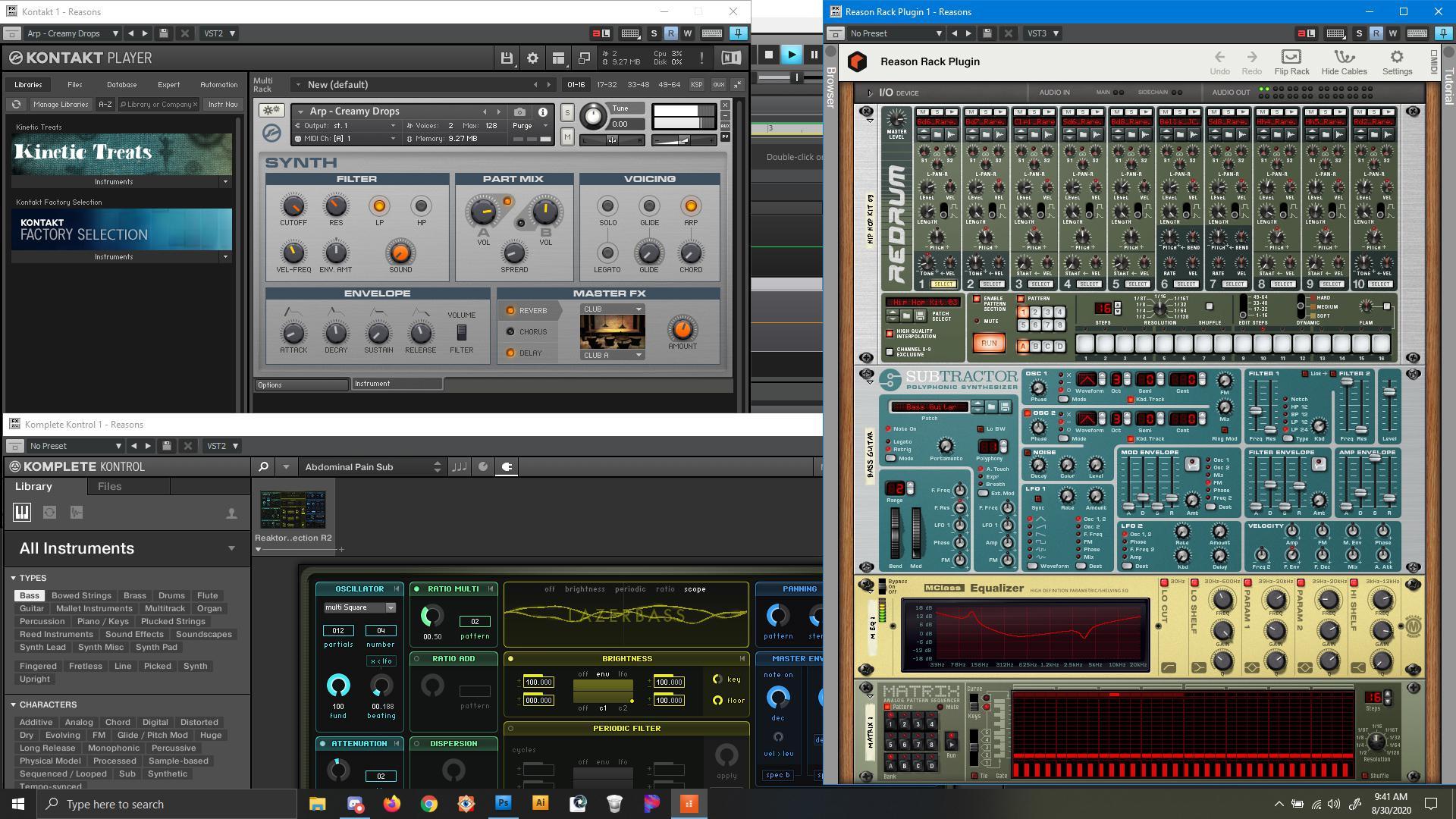 Love this setup! Best combo VST plugins ever! Reason Lite Rack! Native Instruments Kontakt ...
