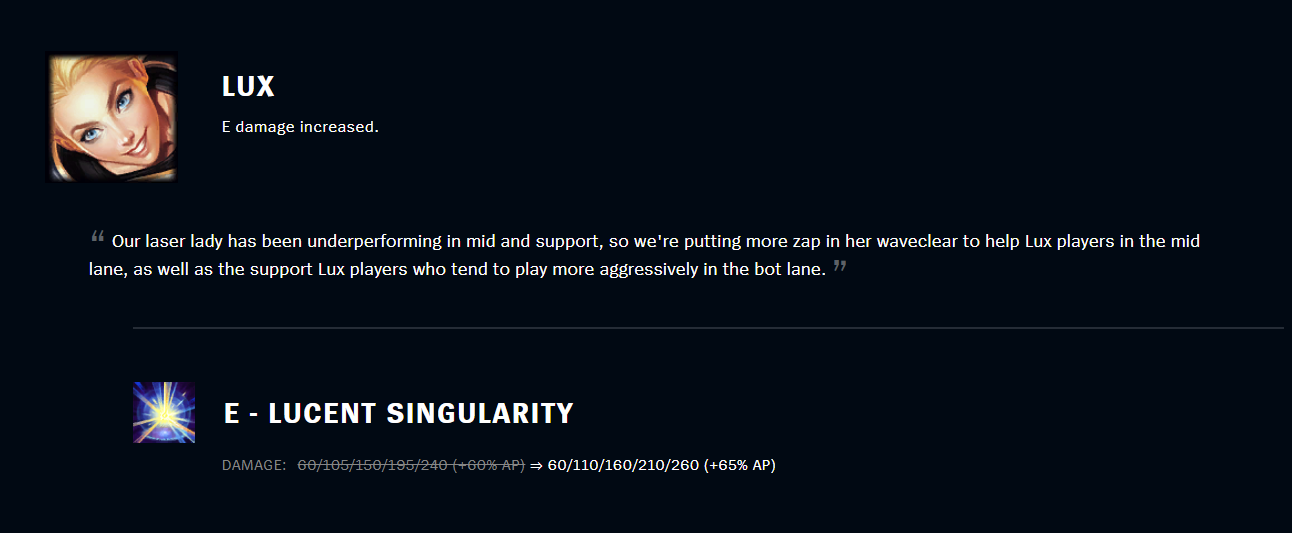 Lux E buffs! (Patch 11.10) | Scrolller