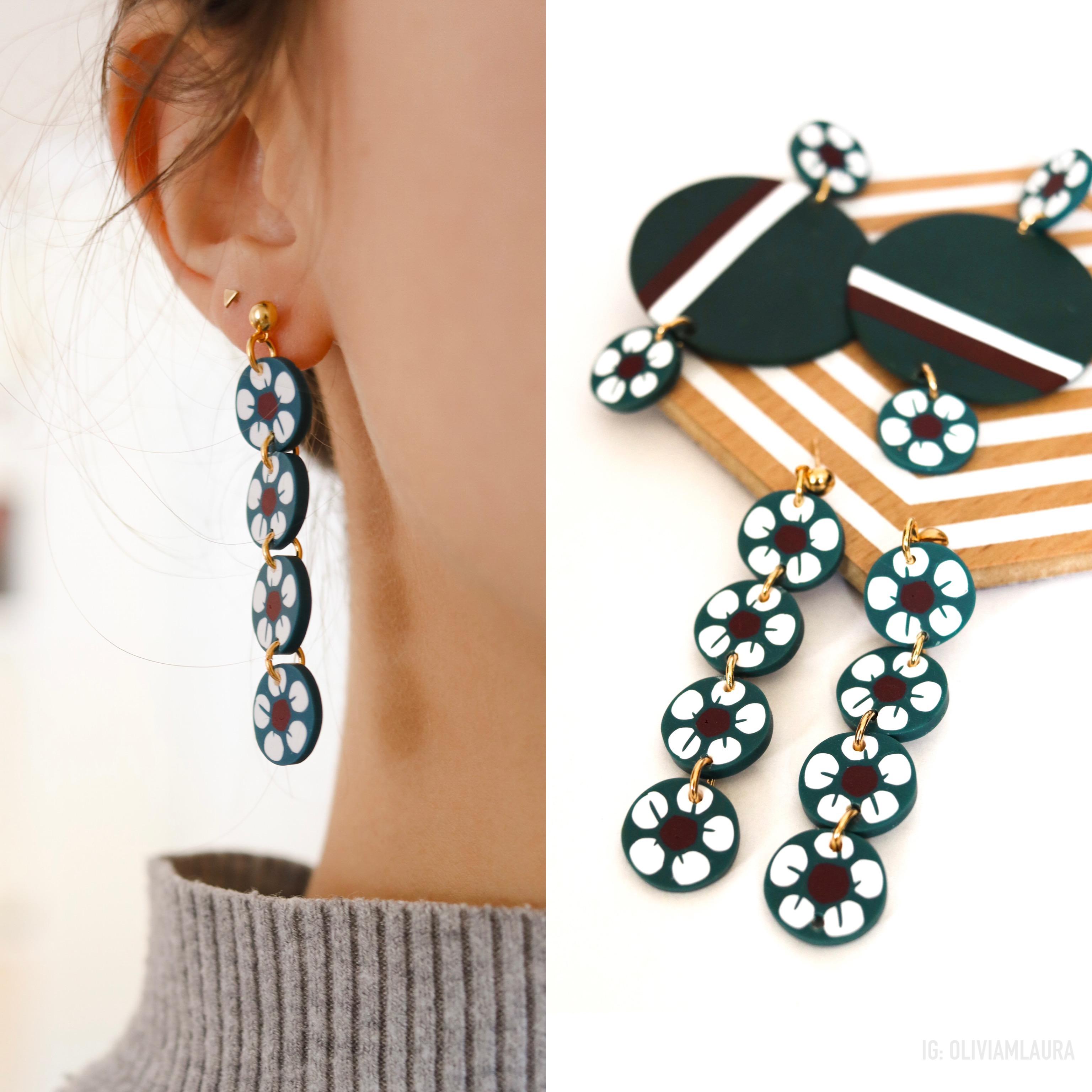 Made my first flower cane out of some scraps and turned it into these two groovy pairs of ...