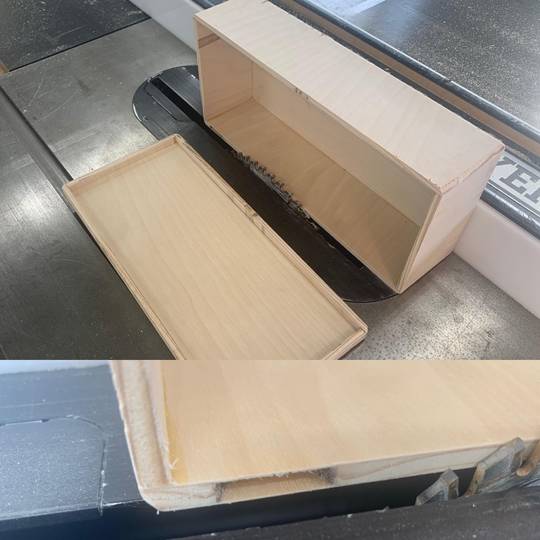 Making a box. Made the final cut to separate the lid from the body and directly through the ...