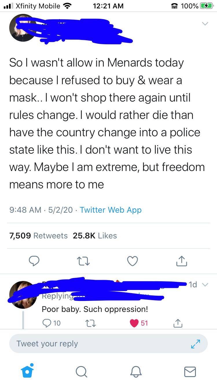 Mandatory masks are oppressive. | Scrolller