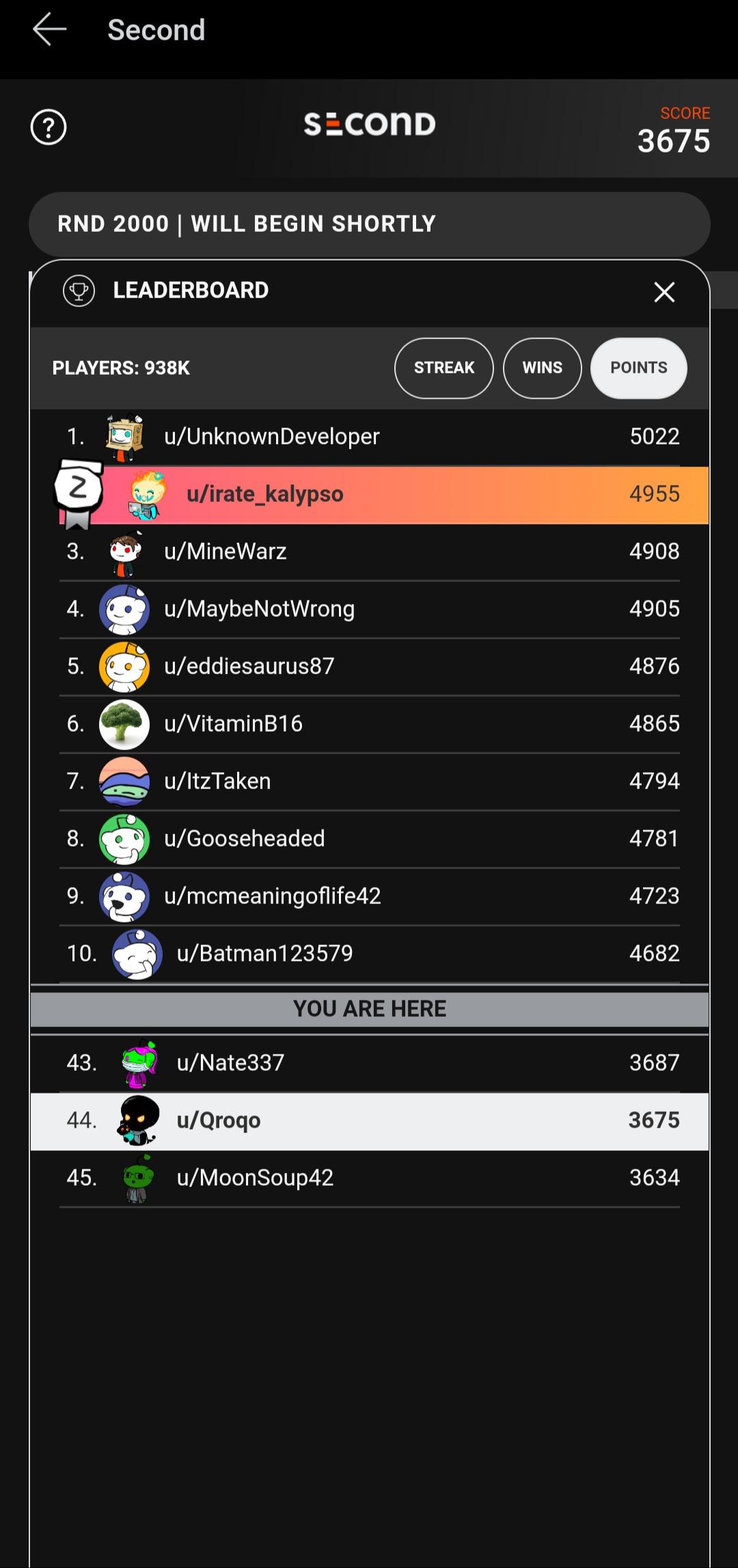 Mandatory score and rank display. Goodbye r/Second | Scrolller