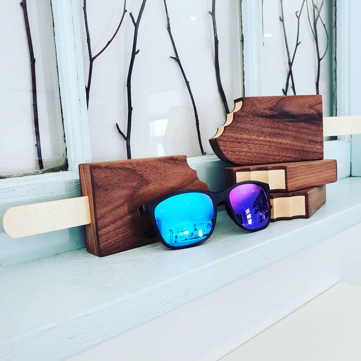 Maple and walnut ice cream bars. 3rd attempt. Glasses for scale. | Scrolller