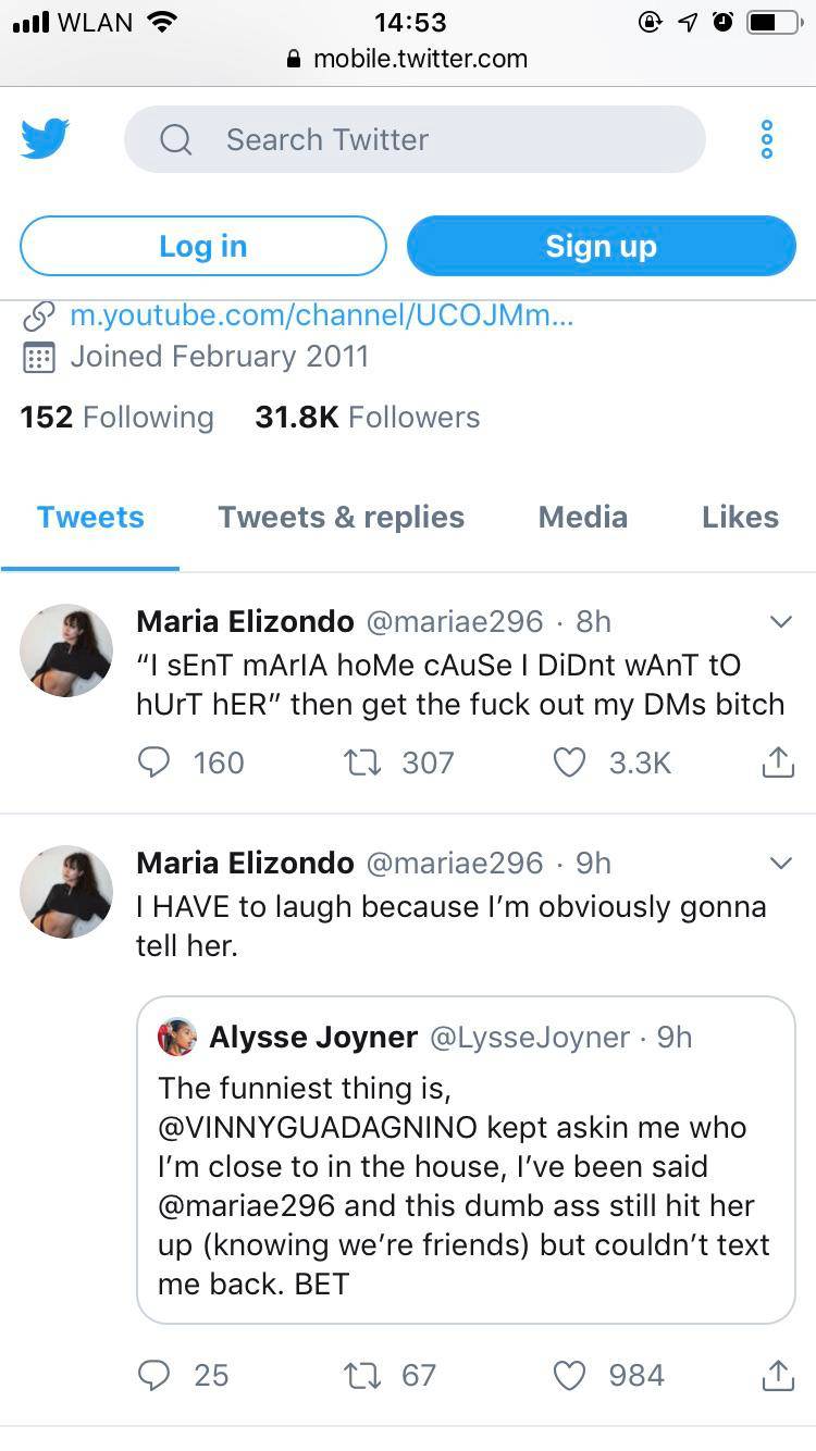 Maria confirming that Vinny slid into her DM's | Scrolller