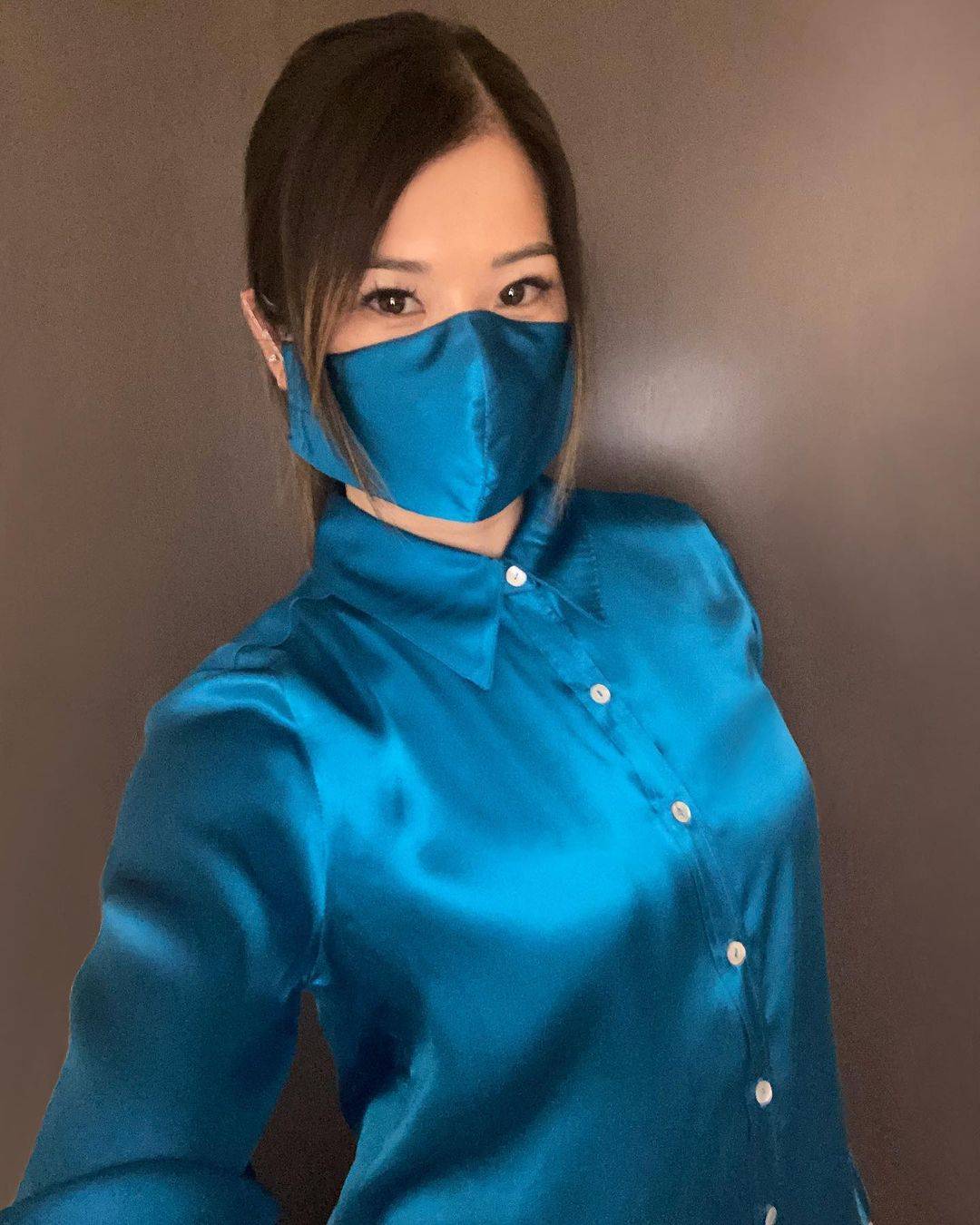 Matching Satin Blouse and face mask | Scrolller