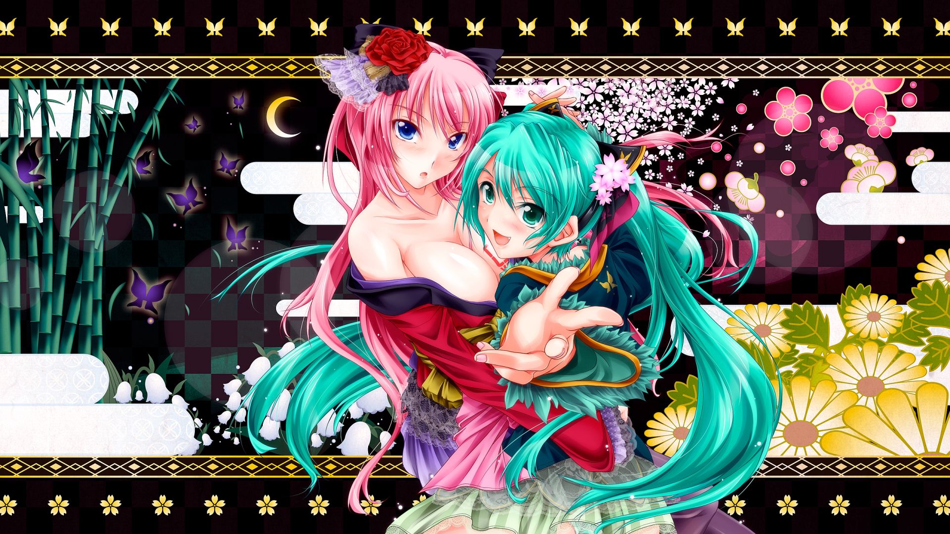 Megurine Luka and Hatsune Miku by Tsukineko [1920x1080] | Scrolller