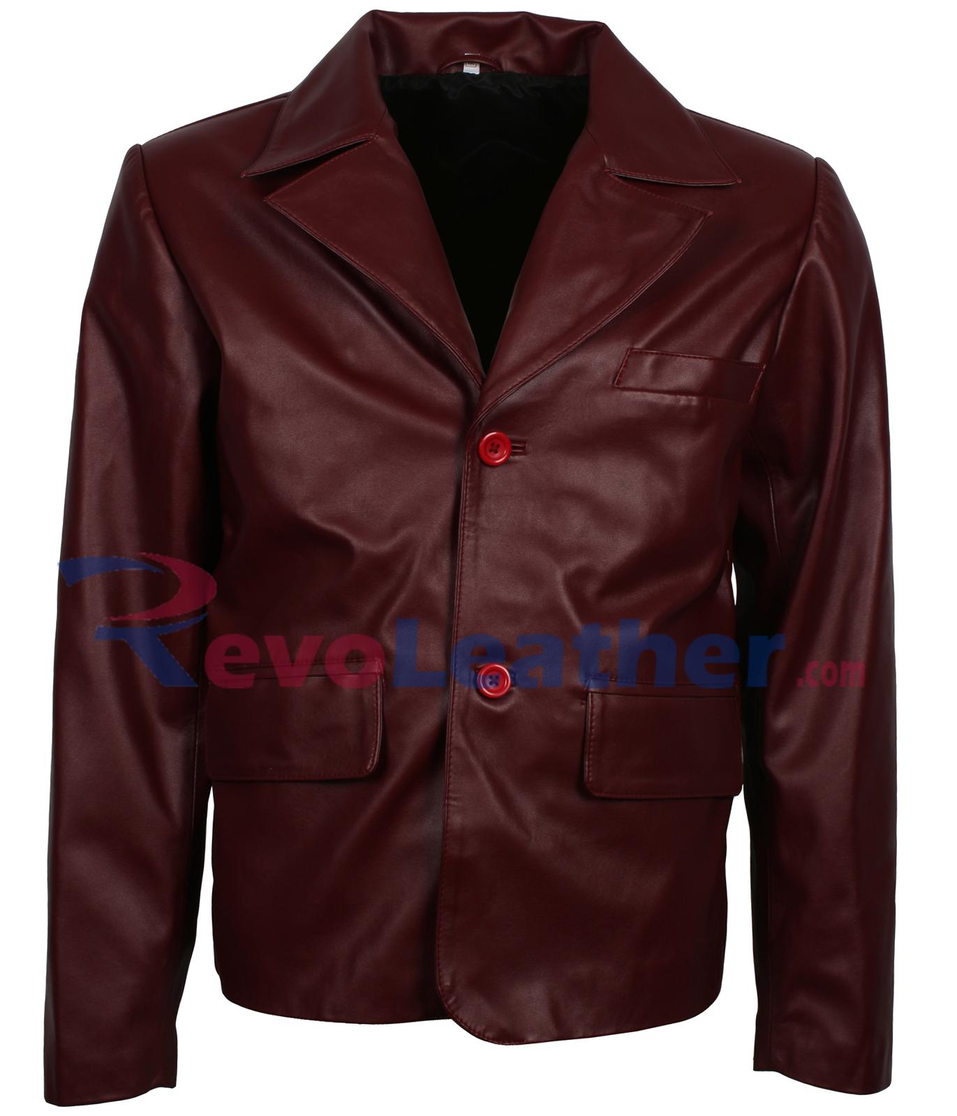 Mens Designer Decent Look Formal Wear Maroon Leather Coat | Scrolller
