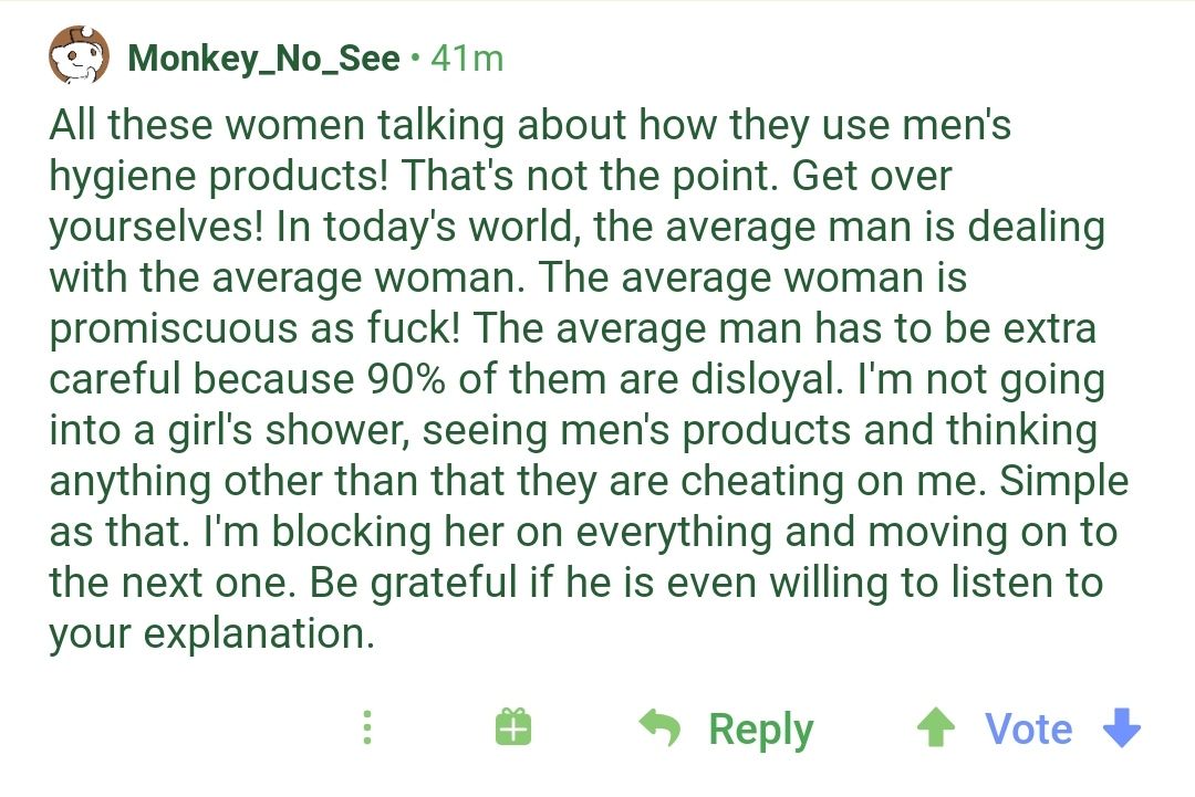 men's shampoo? cheating whore. | Scrolller