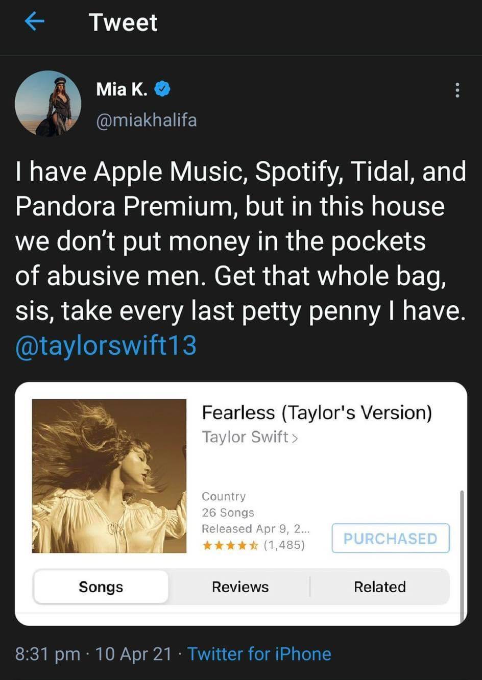 Mia Khalifa showing her support | Scrolller