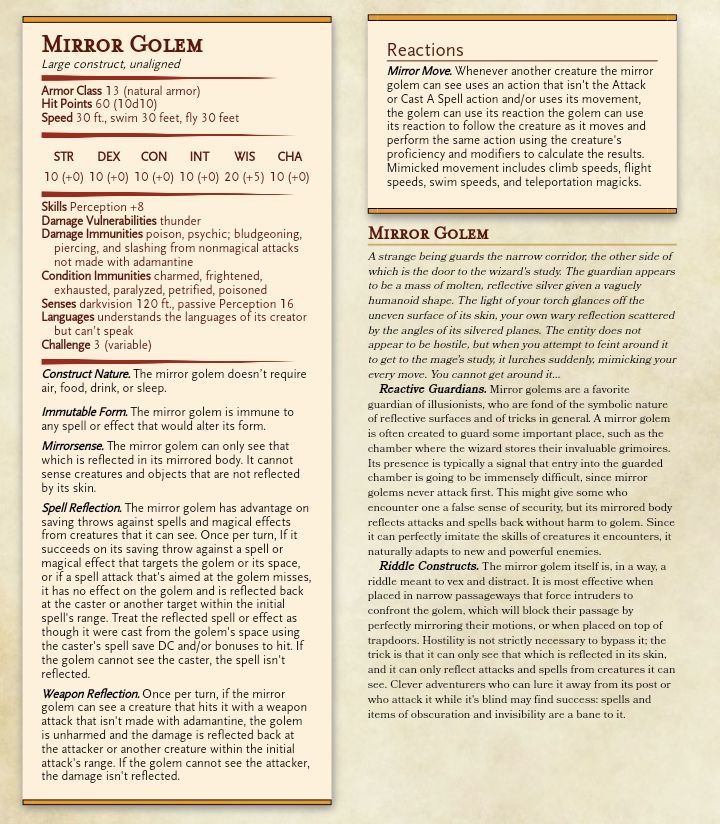 Mirror Golem: A Passive-Aggressive Dungeon Monster | Scrolller