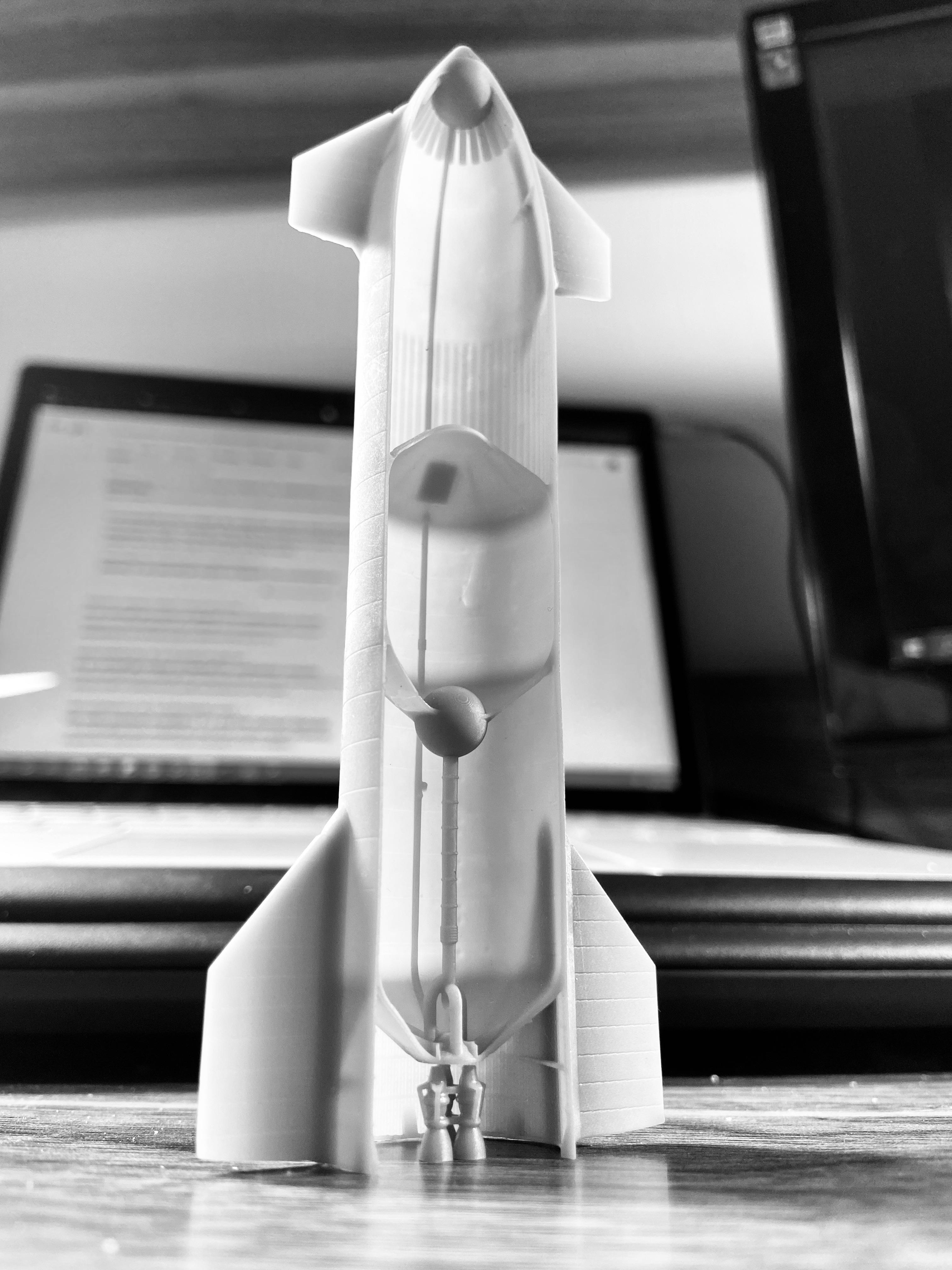 Modeled and 3D printed a tiny little Starship SN8. | Scrolller