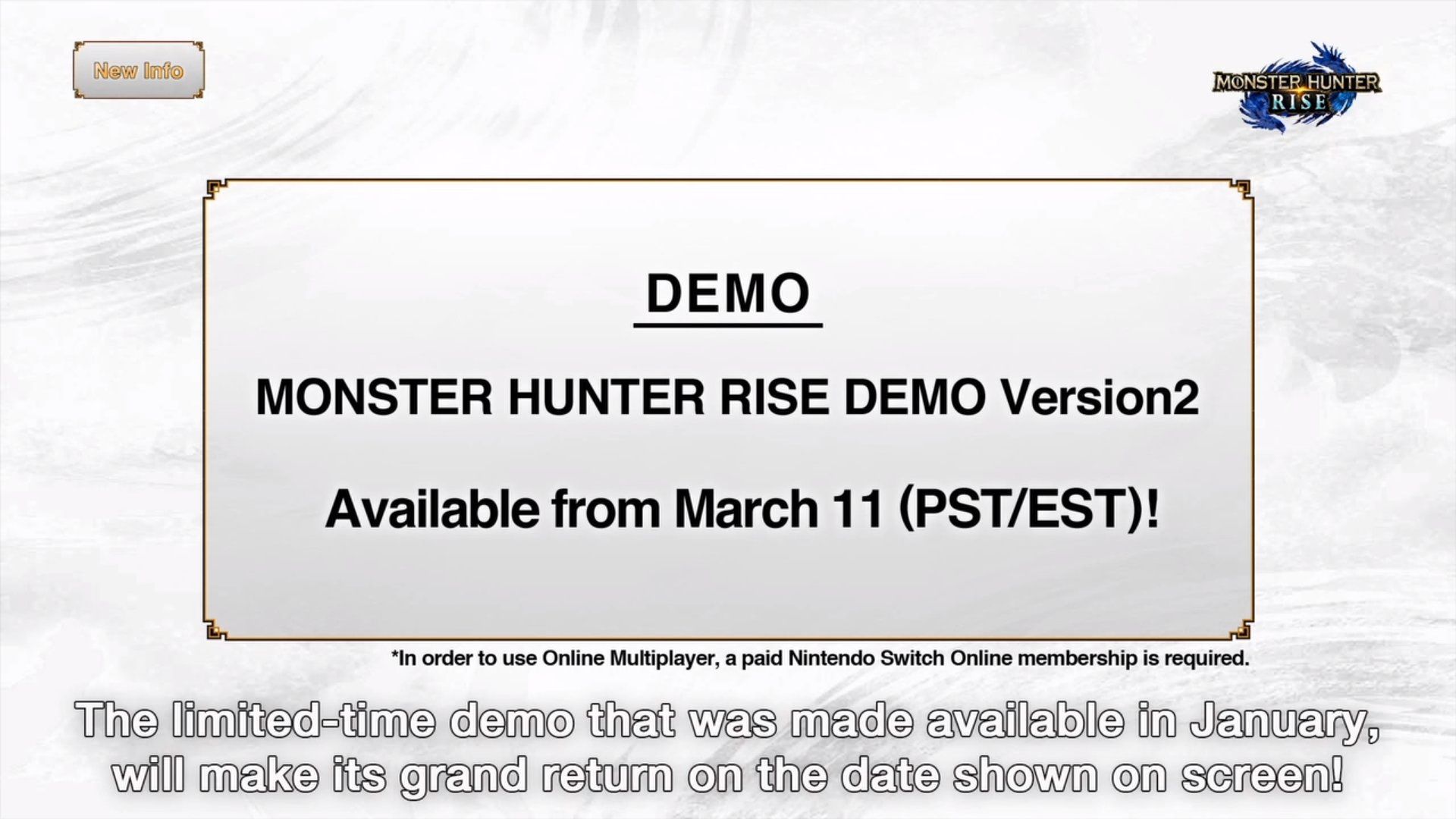 Monster Hunter Rise demo version 2 will be available on March 11. Includes Magnamalo quest ...