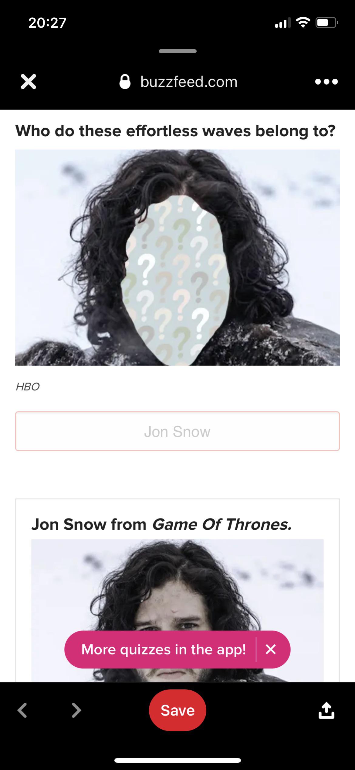 My answer was also Jon Snow | Scrolller