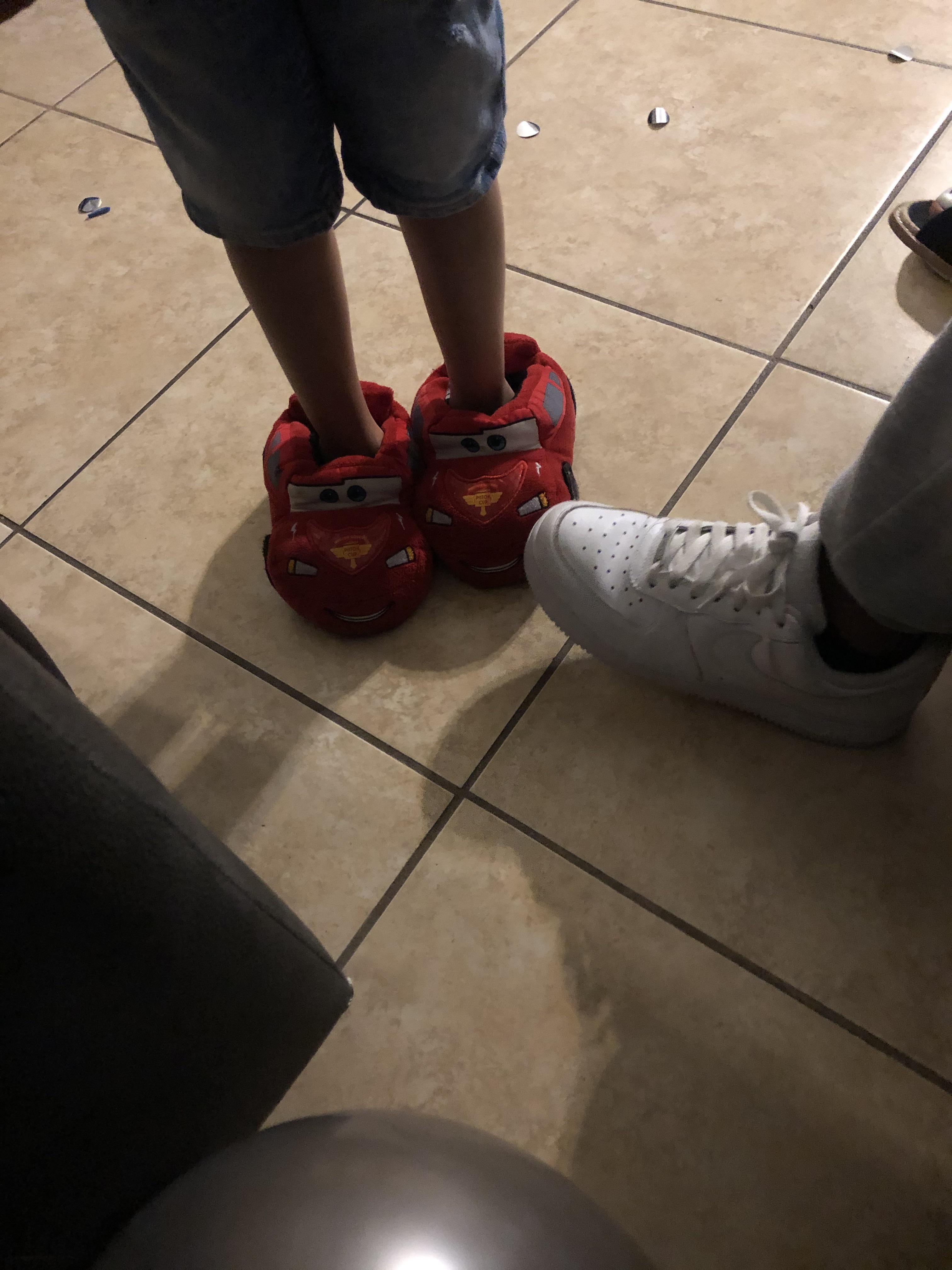 my brother got the lightning mcqueen slippers 😻 | Scrolller